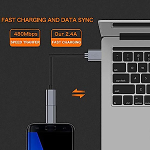 JXMOX USB C to Micro USB Adapter, (4-Pack) Type C Female to Micro USB Male Convert Connector Support Charge Data Sync Compatible with Samsung Galaxy S7 S7 Edge, Nexus 5 6 and Micro USB Devices(Grey)