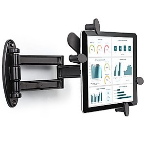 iTODOS Foldable Tablet Wall Mount Holder for 7 to 12.9 Inch Tablets,iPad, Galaxy Tabs,Fire,Slate, Articulating Arm Swivels Extension Rotation, Durable Aluminum Alloy(Black)