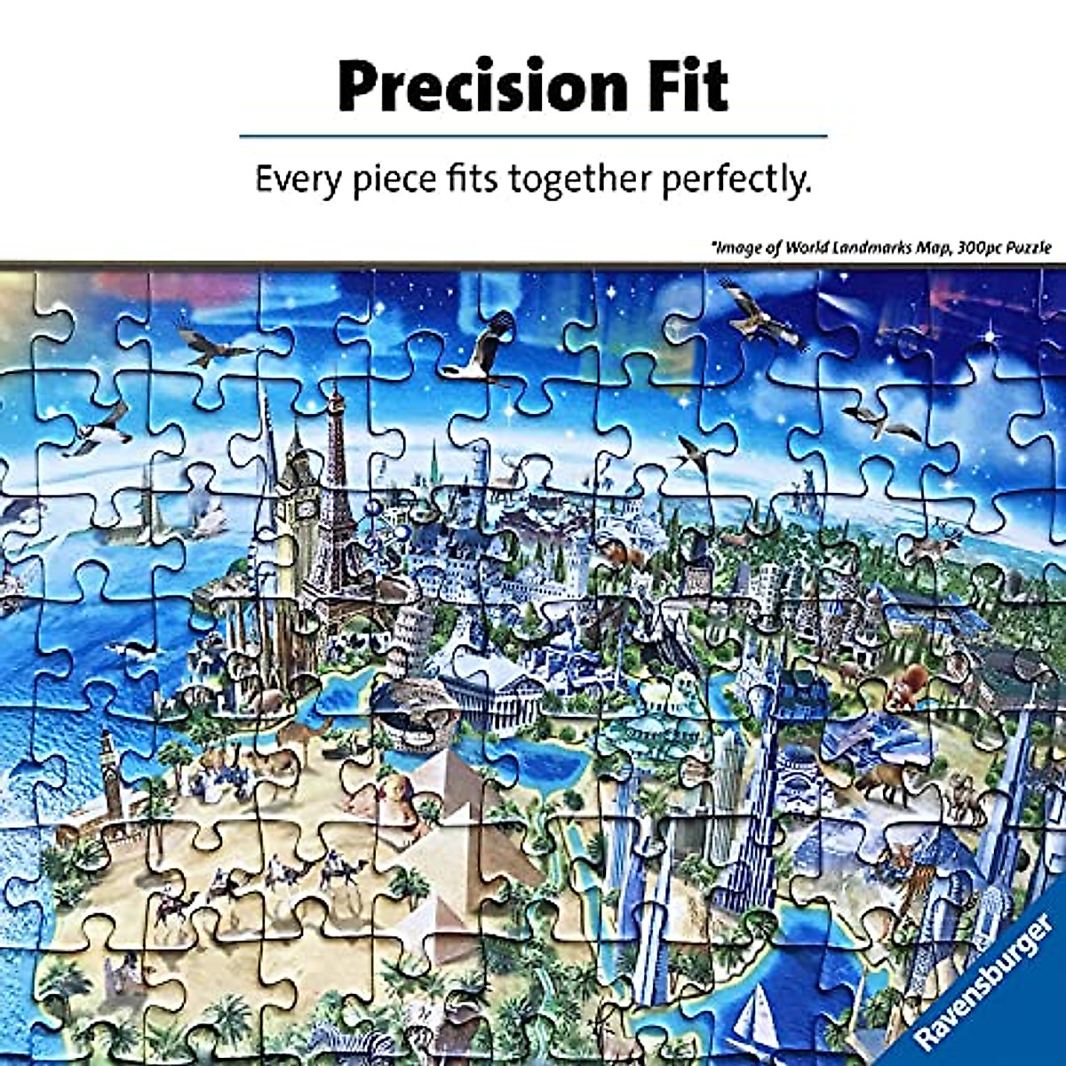 Ravensburger World Landmarks Map | 300-Piece Educational Jigsaw Puzzle for Kids | Unique Pieces | FSC Certified Materials