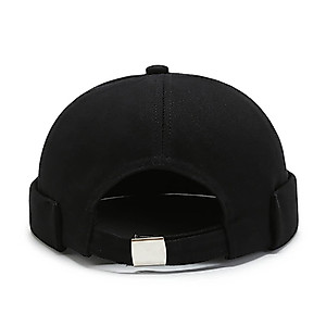 XYIYI Black Cotton Brimless Docker Cap Adjustable Street Casual Sailor Cap Skullcap Beanie Hat