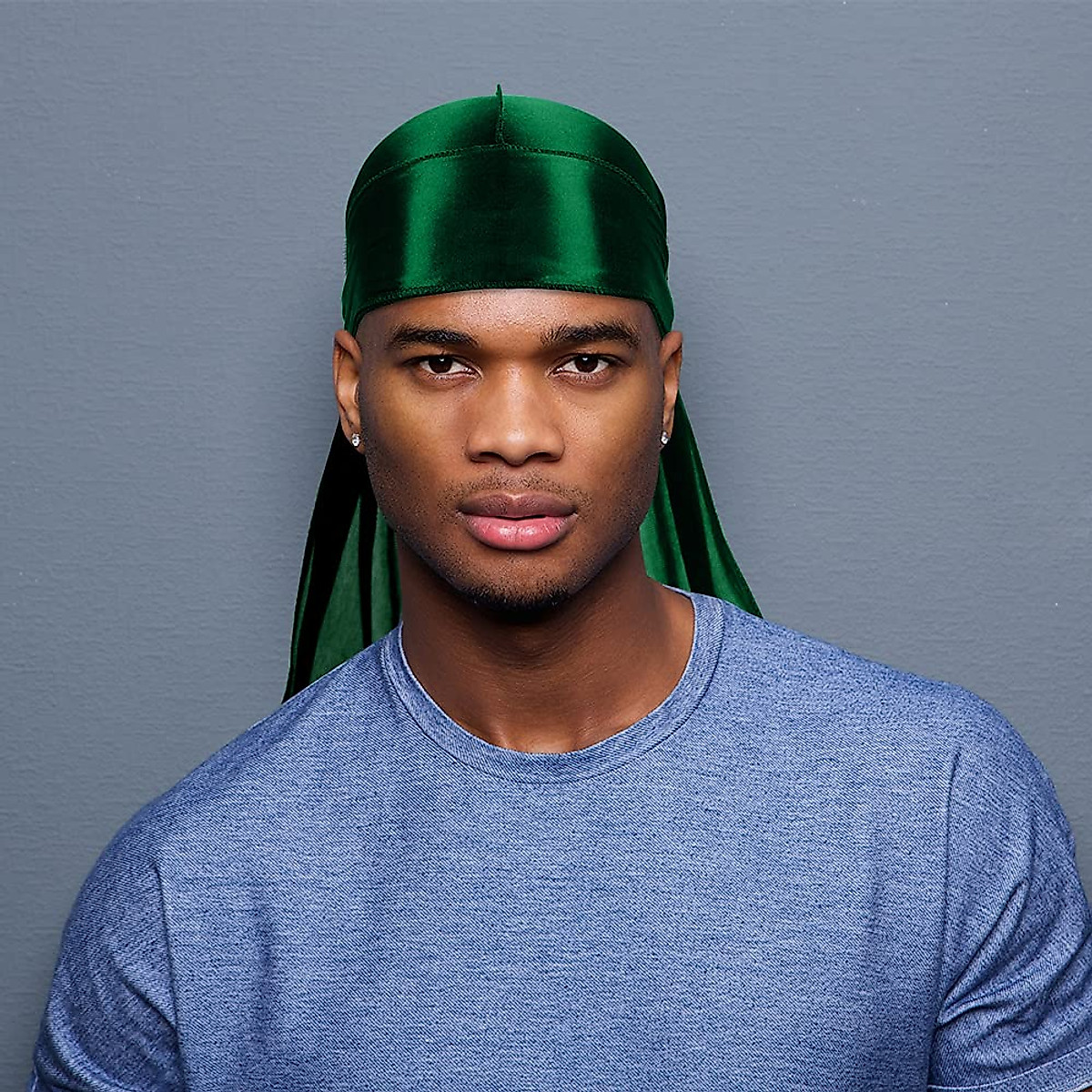 ASKNOTO 4 Pcs Silky Men Durag Headwraps with Long Tail and 4 Pcs Silk Wave Cap Perfect for 360 Waves