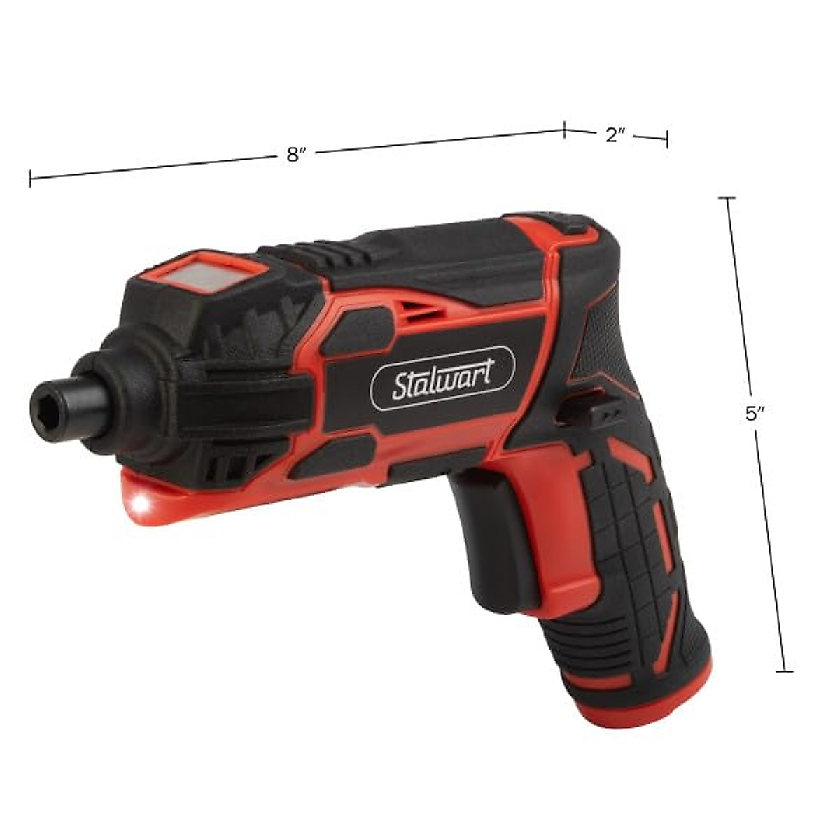 4V Electric Screwdriver 45-Piece Set - Rechargeable Cordless 4.5Nm 250RPM Screw Gun with Dual Position Grip and LED Light by Stalwart (Red)