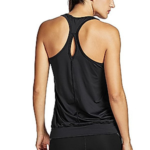 SYROKAN Women's Active Racerback Athletic Sports T-Shirt Long Yoga Crop Tank Top Black X-Large