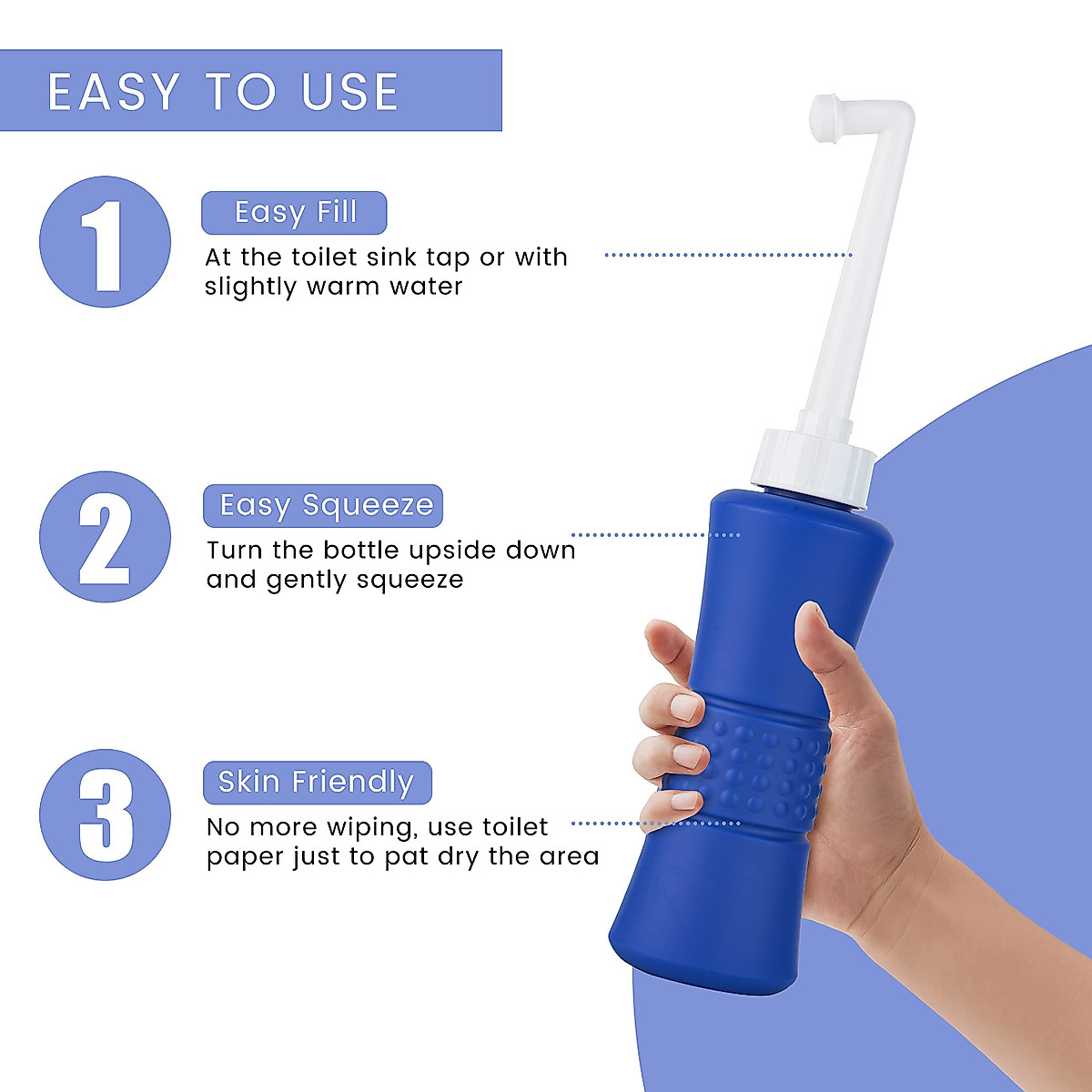 laphang Portable Bidet 500ml Blue Peri Bottle with Waterproof Pouch and Cap – PP + TPR, Leak Proof & Scratch Resistant –Perineal Bottle for Postpartum Hemorrhoids Healing, Maternity Kit Essentials