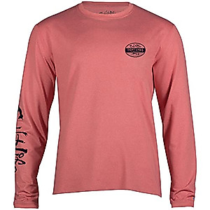 Salt Life Tight Lines Performance Long Sleeve Classic Fit Shirt, Burnt Coral Heather, Large