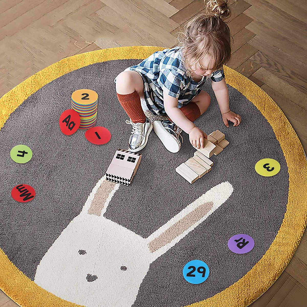 Carpet Marker Spots with Number 1-34 Alphabet A-Z, 60 Pcs 4 inches Floor Circles Marker Dots for Teacher Preschool Kindergarten Classroom