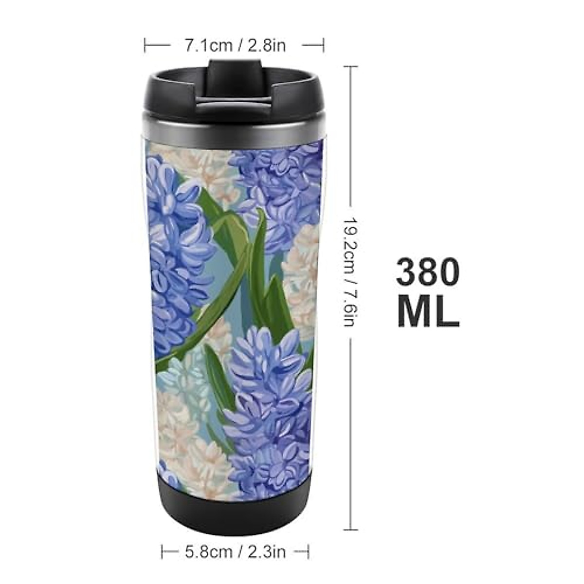 Hyacinth Flowers Travel Coffee Mug Reusable Insulated Drinking Cup with Lid for Home Outdoor Works 13 Oz