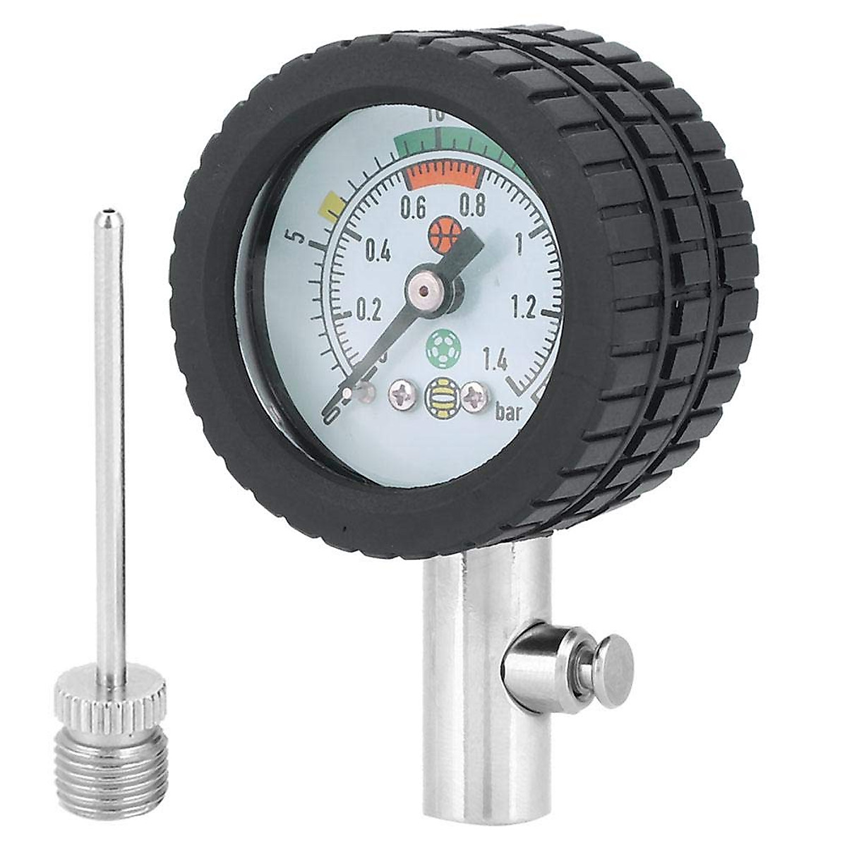 Ball Pressure Gauge Stainless Steel Accurate Air Pressure Gauge for Football Soccer Basketball Volleyball and Other Balls