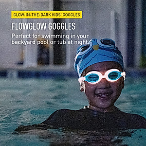 FINIS FlowGlow Goggles - Glow-in-The-Dark Kids Swim Goggles, Anti-Fog Goggles with UV Protection - Easily Adjustable Kids Swimming Goggles for Children Ages 4-12 - Pink