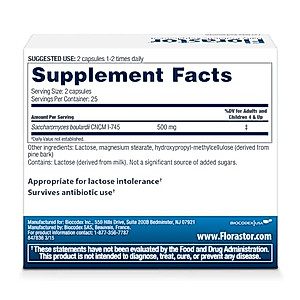 Florastor Daily Probiotic Supplement for Women and Men, Proven to Support Digestive Health, Saccharomyces Boulardii CNCM I-745 (50 Capsules)