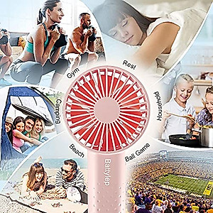 LCJMMO Mini Handheld Fan Powerful Small Personal Portable Fan with Lanyard, 3 Speeds Adjustable USB Rechargeable Battery Operated Cooling Fan for Indoor Outdoor Household Home Office Traveling , Pink
