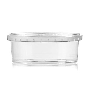8-oz. Round Clear Deli Containers with Lids | Stackable, Tamper-Proof BPA-Free Food Storage Containers | Recyclable Space Saver Airtight Container for Kitchen Storage, Meal Prep, Take Out | 20 Pack