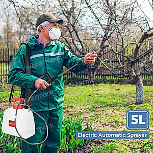 CENCANON 1.35 Gallon Battery Powered Sprayer, Electric Sprayer with USB Rechargeable Handle, Potable Garden Sprayer with Telescopic Wand, 2 Mist Nozzles and Adjustable Shoulder Strap