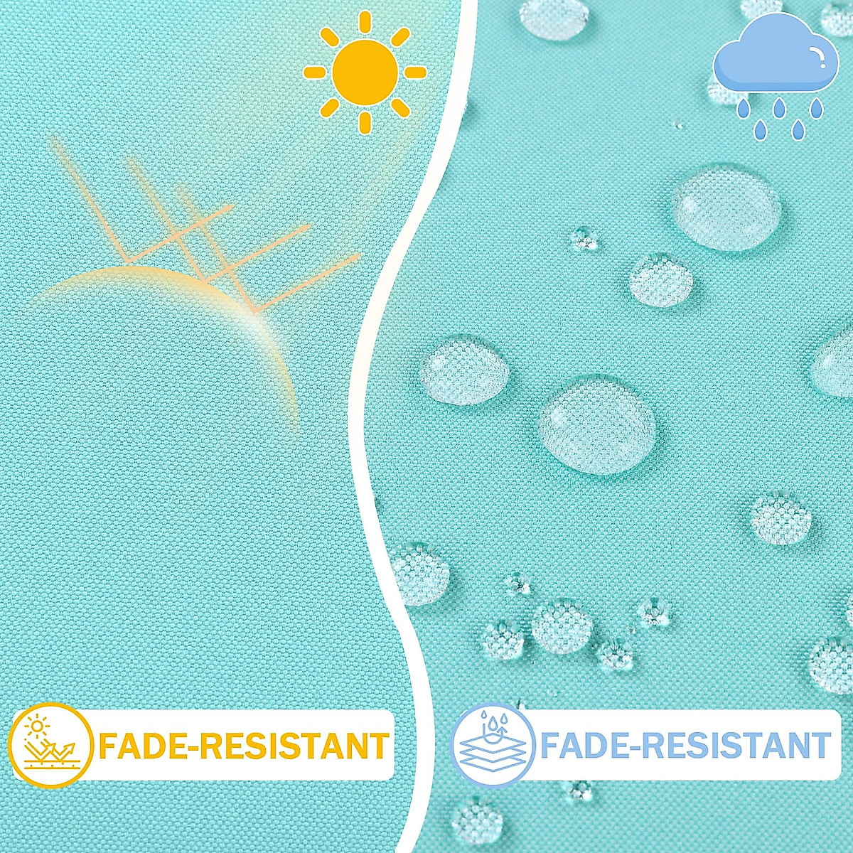 Topotdor Patio Chair Cushions Set of 2,Waterproof Outdoor Chair Cushions with Fade Resistant Removable Cover with Adjustable Straps for Patio Furniture Garden Sofa Couch,19"x19"x3" Teal