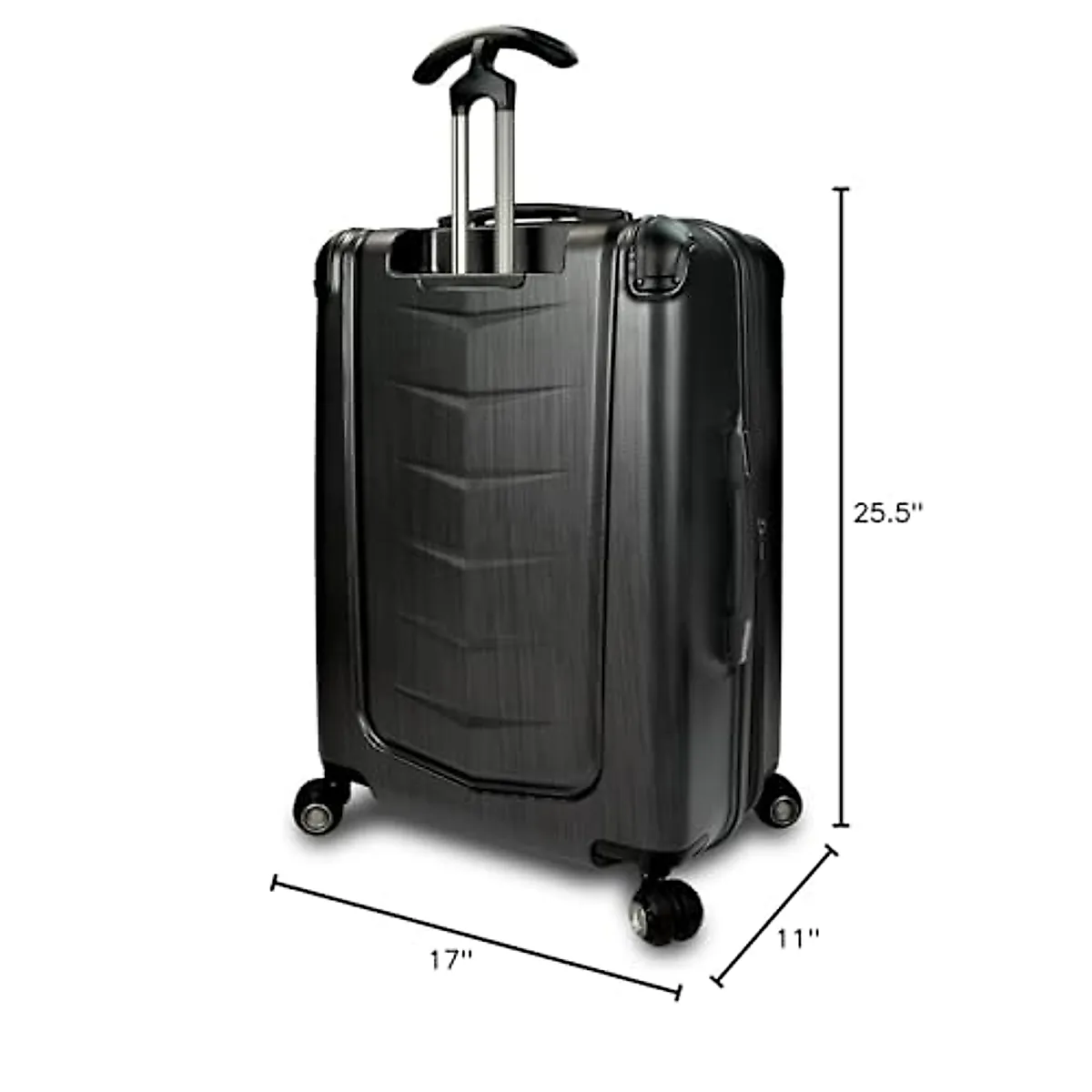 Traveler's Choice Silverwood Polycarbonate Hardside Expandable Spinner Luggage, Brushed Metal, Checked-Medium 26-Inch