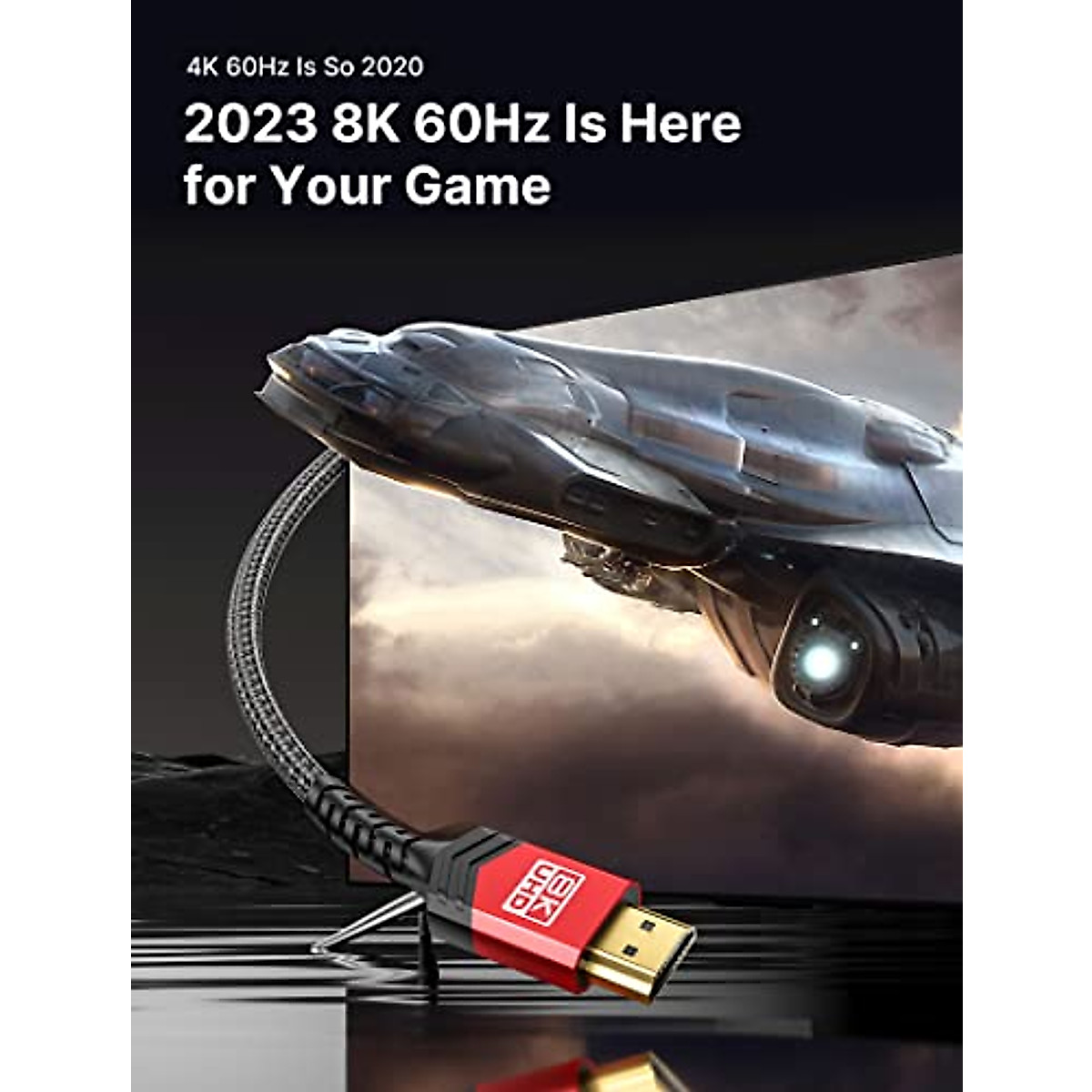 JSAUX 8K HDMI Cables 2.1 10FT 2-Pack 48Gbps 8K & 4K Ultra High Speed Cords(8K@60Hz 7680x4320, 4K@120Hz) eARC HDR10 HDCP 2.2 & 2.3 3D, Compatible for PS5/PS4/X-Box/Roku TV/HDTV/Blu-ray/LG/Samsung QLED