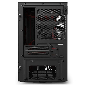 NZXT H210i - CA-H210i-BR - Mini-ITX PC Gaming Case - Front I/O USB Type-C Port - Tempered Glass Side Panel Cable Management - Water-Cooling Ready - Integrated RGB Lighting - Black/Red