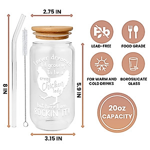 Chicken Gifts - Chicken Gifts for Women - Chicken Themed Gifts - Chicken Lover Gifts, Chicken Lady Gifts, Chicken Mom Gifts - Chicken Christmas Gifts - Chicken Farmer Gifts for Women - 20 Oz Can Glass