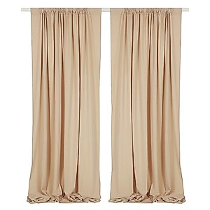 SHERWAY 2 Panels 4.8 Feet x 10 Feet Beige Photography Backdrop Drapes, Thick Polyester Window Curtain for Wedding Party Ceremony Stage Decoration