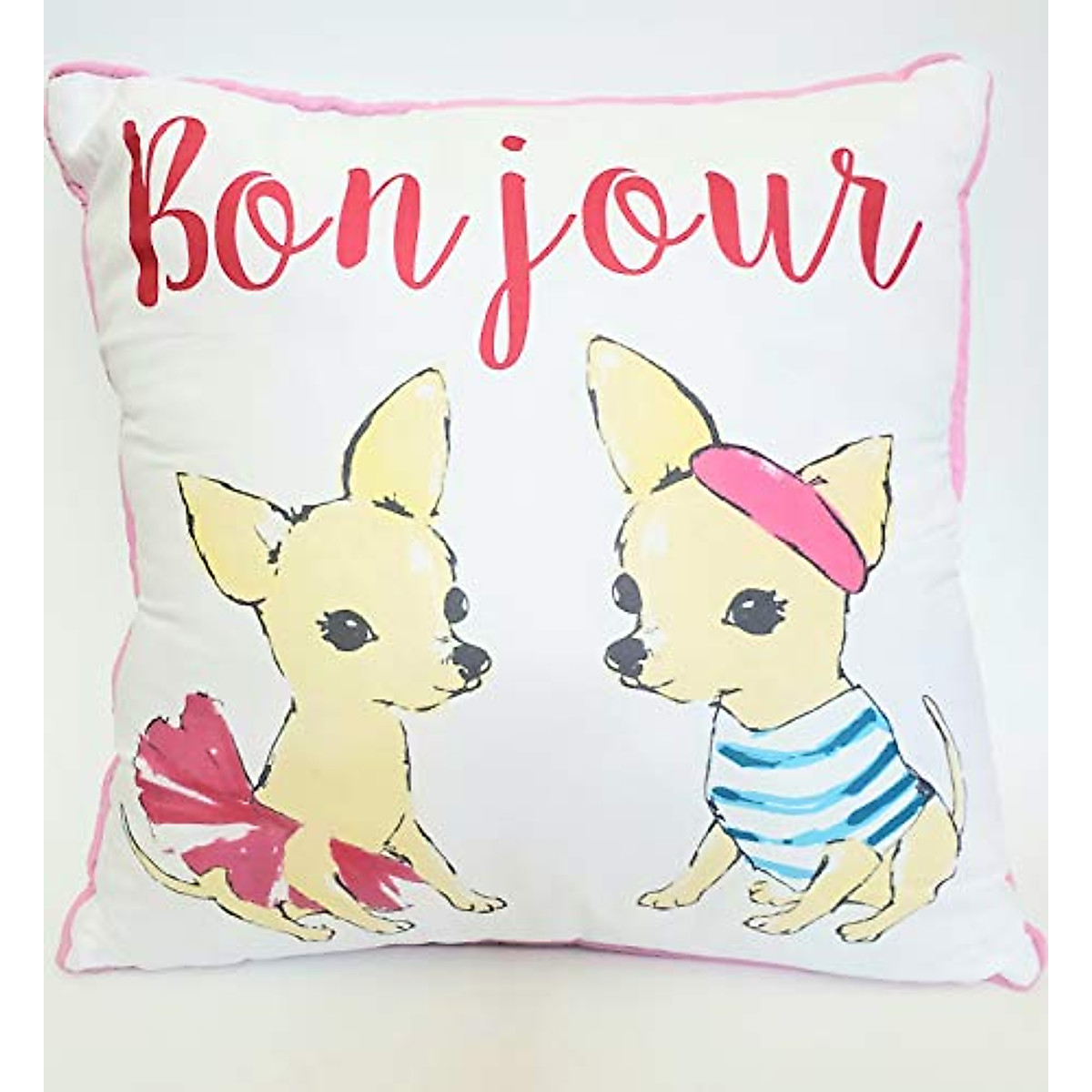 Bonjour Accent White Pillow 16 inches by 16 inches