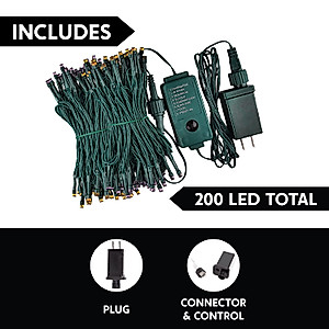 Joiedomi 300 LED Orange & Purple Halloween String Lights with 8 Modes 98.1FT Green Wire for Indoor Outdoor Holiday Décor Halloween Event Decoration, Tree, Eaves, Haunted House Theme Party