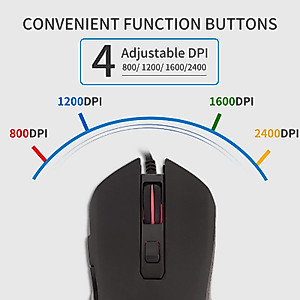 IULONEE USB Type C Wired Mouse,Silent Computer Mouse Optical Gaming Mice Ergonomic 7 LED Backlight 2400 DPI 6 Buttons for Office Home Windows PC,Laptop,Desktop,Notebook,MacBook (Type-C Black)