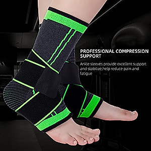 Ankle Support Braces (1Pair), Breathable Ankle Compression Sleeves with Adjustable Wrap,Elastic Ankle Brace Stabilizer for Plantar Fasciitis,Achilles Tendonitis,Sprained Ankle Pain Swelling Relief