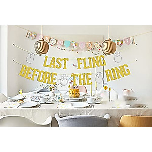 Last Fling Before The Ring Banner Gold & Silver Glitter, Bachelorette Party Decoration Banners, Bachelorette Sign Bachelorette Party Photo Props