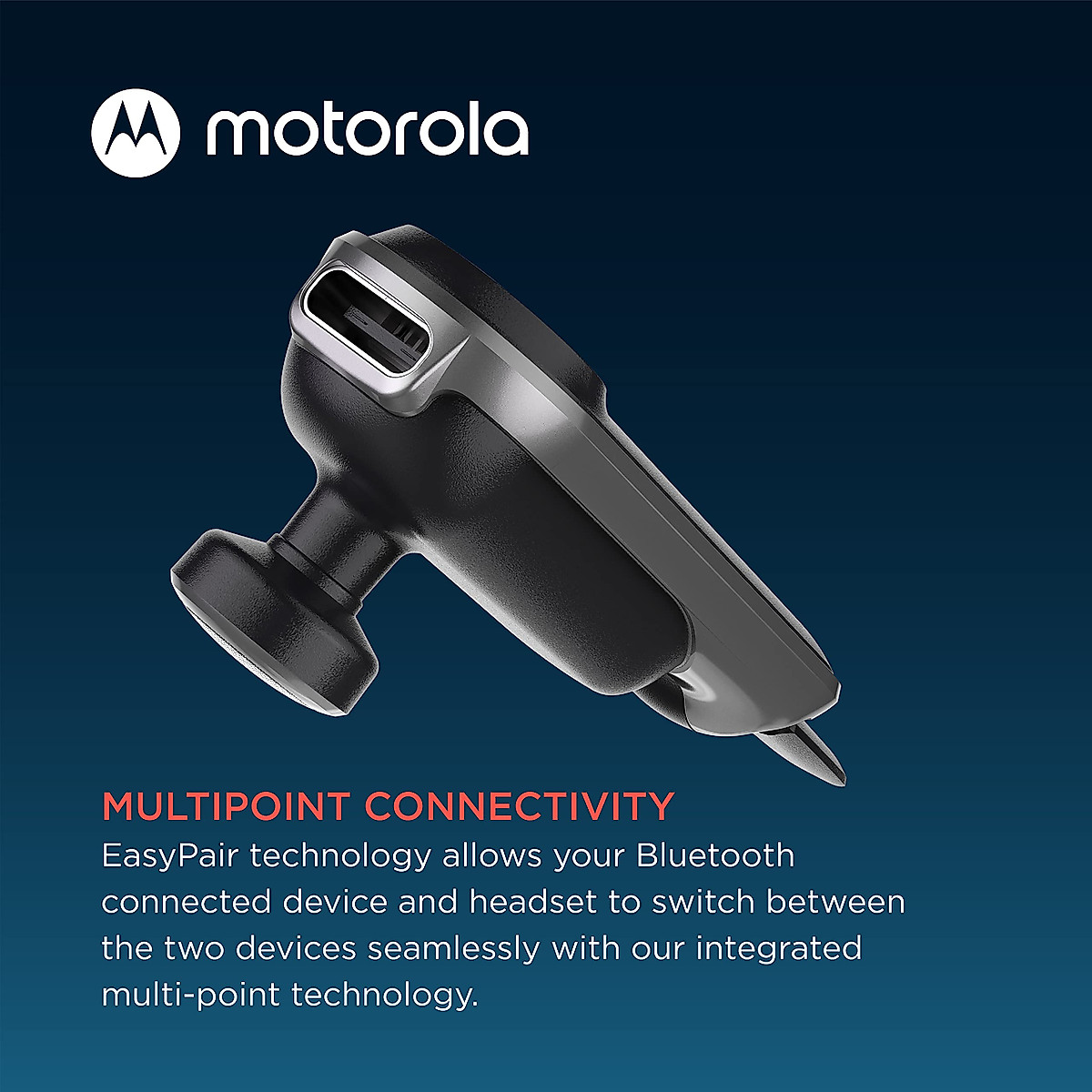 Motorola Bluetooth Earpiece HK500 in-Ear Wireless Mono Headset with Mic for Clear Phone Calls - Smart Touch/Voice Control, Noise Cancelling Microphone, Multipoint Connectivity, Long Battery Life
