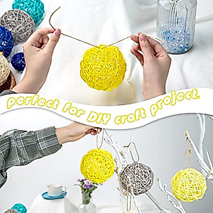 DomeStar Extra Large Rattan Balls, 4 Inches Wicker Balls Decorative Balls Natural Decorative Wicker Rattan Balls Orbs Vase Fillers Yellow, White, Grey and Lemon