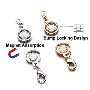 Zpsolution Locking Magnetic Jewelry Clasp for Necklace and Bracelet - Set of 4 Glod and Silver