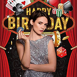 Casino Theme Birthday Party Decorations Casino Door Cover Las Vegas Casino Birthday Party Decorations Casino Night Photograph Casino Las Vegas Party Decoration Supplies, 6 x 3 Feet