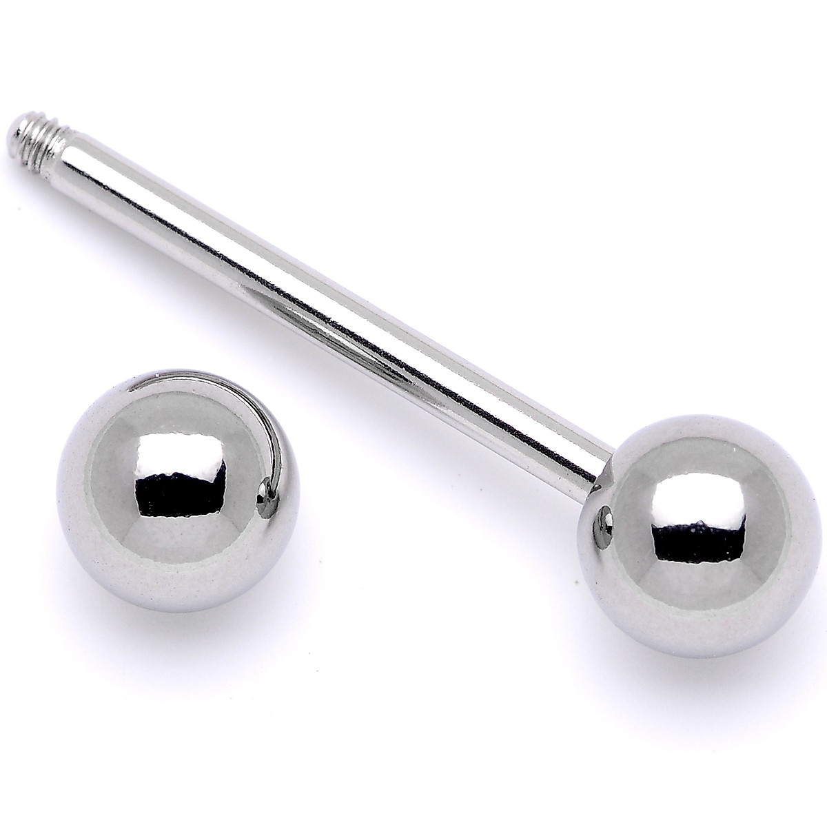 Body Candy Stainless Steel Straight Barbell Tongue Ring 14 Gauge 5/8" 6mm Ball
