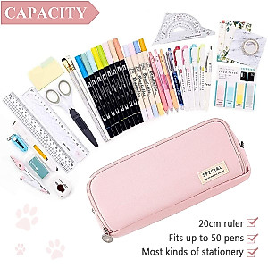 SeBeLi Pencil Case Big Capacity 3 Compartments Pouch Stationery Art Pen Bag for Girls Teens Students School & Office Supplies - Plaid White