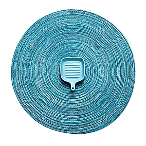 AHHFSMEI Round Placemats Set of 6 Round Braided Place mats 15 Inch Table Mats for Dining Tables Washable Heat Resistant Place mats for Party BBQ Christmas and Everyday Use (Blue Silver)
