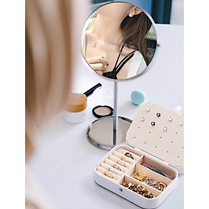 A&A Jewelry Travel Organizer Box - Multifunctional Mini Portable Jewelry Storage Case White