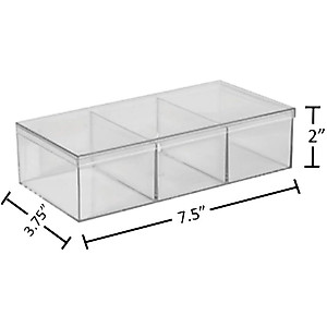 Hammont Rectangle Acrylic Box - Shelf Organizer Bins - Clear Storage Containers - Candy Party Favors | Bathroom Storage | Makeup Cosmetic Organization | Tall: 4"x4"x8" (3 Pack)