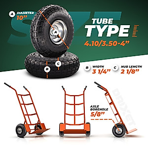 4 Pack 10-Inch Tires and Wheels 4.10/3.50-4 Replacement Utility Tires for Dolly, Hand Truck, Gorilla Cart, Generator, Lawn Mower, Garden Wagon With 5/8-Inch Axle Borehole and Double Sealed Bearings