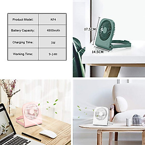 Personal USB Desk Fan, iHoven Mini Portable 14h Cooling Office Rechargeable Small Table Fan, 4800mah Quiet Battery Operated Desktop Fan Adjustable for Home Office Car Outdoor Travel White (white)