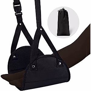 Airplane Footrest Made with Premium Memory Foam, Airplane Travel Accessories, Footrest Hammock, Portable Airplane Foot Rest Used in Office/Plane/Home, Hammock Leg Rest Adjustable Height