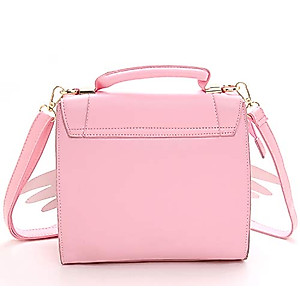 SHUIANGRAN Girls Cute Shoulder Bags PU Leather Purses Crossbody Handbag for Women Bow Satchel Wing Pink