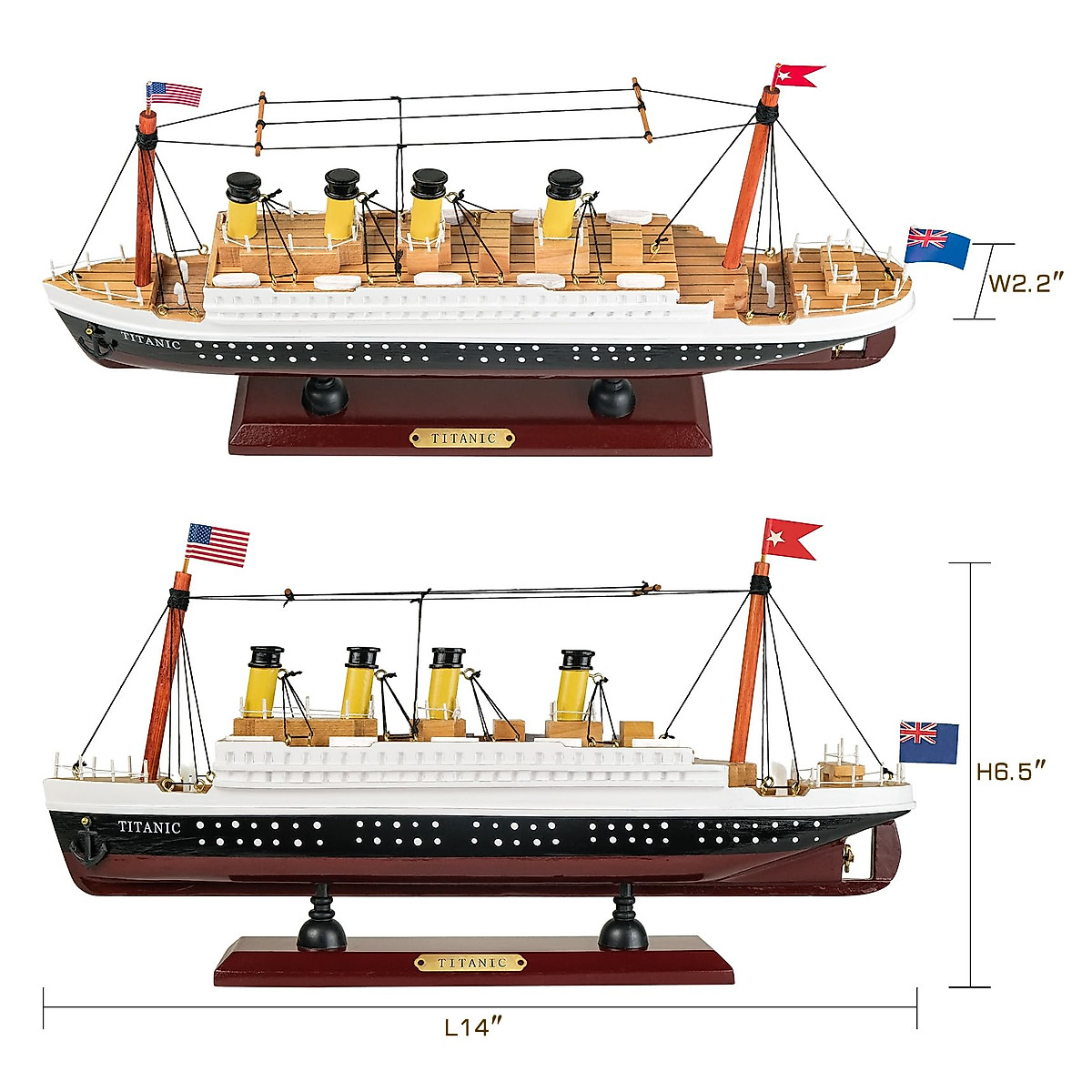 SAILINGSTORY Wooden Titanic Model Cruise Ship Liner 1/680 Scale Replica 14" Titanic Ship Toys Gifts