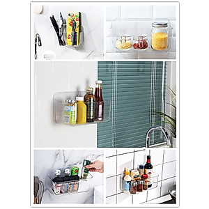 SANTREST 2 Pack Shower Caddy Drill-Free Sticky Shower Shelf Storage Basket for Shampoo & Toiletries, Kitchen Bathroom Bedroom Organizer