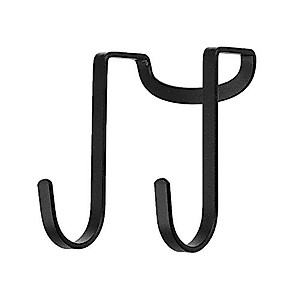 Dewell Multi-Use Over Cabinet Hook, 5 Pack, Stainless Steel, Over Door Double Hook for Drawer Cabinet, Closet, Fence, Kitchen and Bathroom, Black