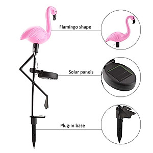Yosoo- Solar Flamingo Garden Light, 2 Pack Pink Flamingo Solar Powered Outdoor LED Lawn Light Decorative Stake Lamp Pink Flamingo Yard Ornament Stakes for Garden Yard Pathway