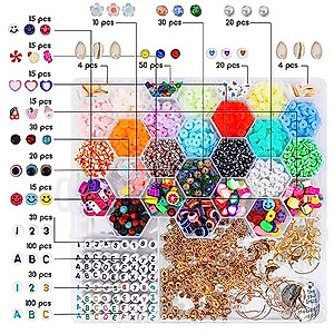 Yochus 10000PCS Clay Beads Bracelet Making Kit, 86 Colors Flat Polymer Heishi Beads Jewelry Kits with Charms and Letter Bead, Crafts Gifts Set for Girls Teens Adults