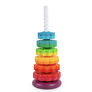 Ollie & Olive learn & play Spinning Toy Rainbow Spinning Stacking Tower - Stacking Toy for Toddlers and Babies 12 Months+ - Fun Educational - Hand Eye Coordination - Learning Toy for Boys and Girls