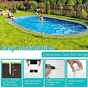 BETELNUT Outdoor Privacy Screen 2 Panels, 48''H Decorative Air Conditioner Fence Trash Can Enclosure with 3 Stakes, Easy Assembly, PVC Vinyl Freestanding Picket Fences for Garden Patio Lawn