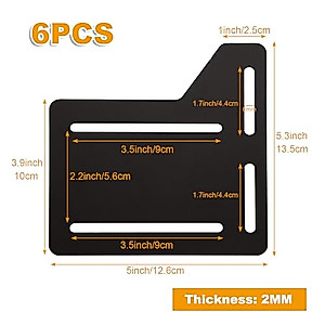 6Pcs Bed Frame Brackets Adapter for Headboard, Heavy Duty Bed Modification Plate, Headboard Brackets for Metal Bed Frame, Black