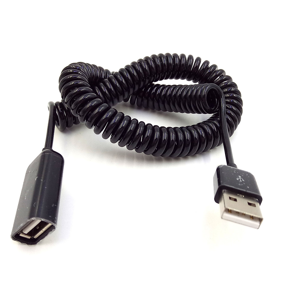 Coiled Spring USB Cable, Qaoquda10FT/3M Spiral Coiled USB 2.0 Male to Female Data Sync & Charge Cable (Black)